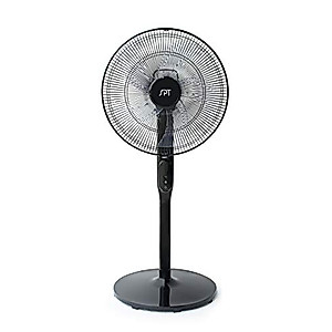 SPT SF-16D48BKA: 16″ DC-Motor Energy Saving Stand Fan with Remote and Timer – Piano Black,16"