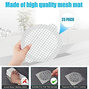 COMMON'H Disposable Hair Catcher for Shower Drain , 25 Pack, 3 1/2 Inch Mesh Shower Drain Covers, Stick on Bathroom Hair Catchers Drain Protector, (DrainSaver007)