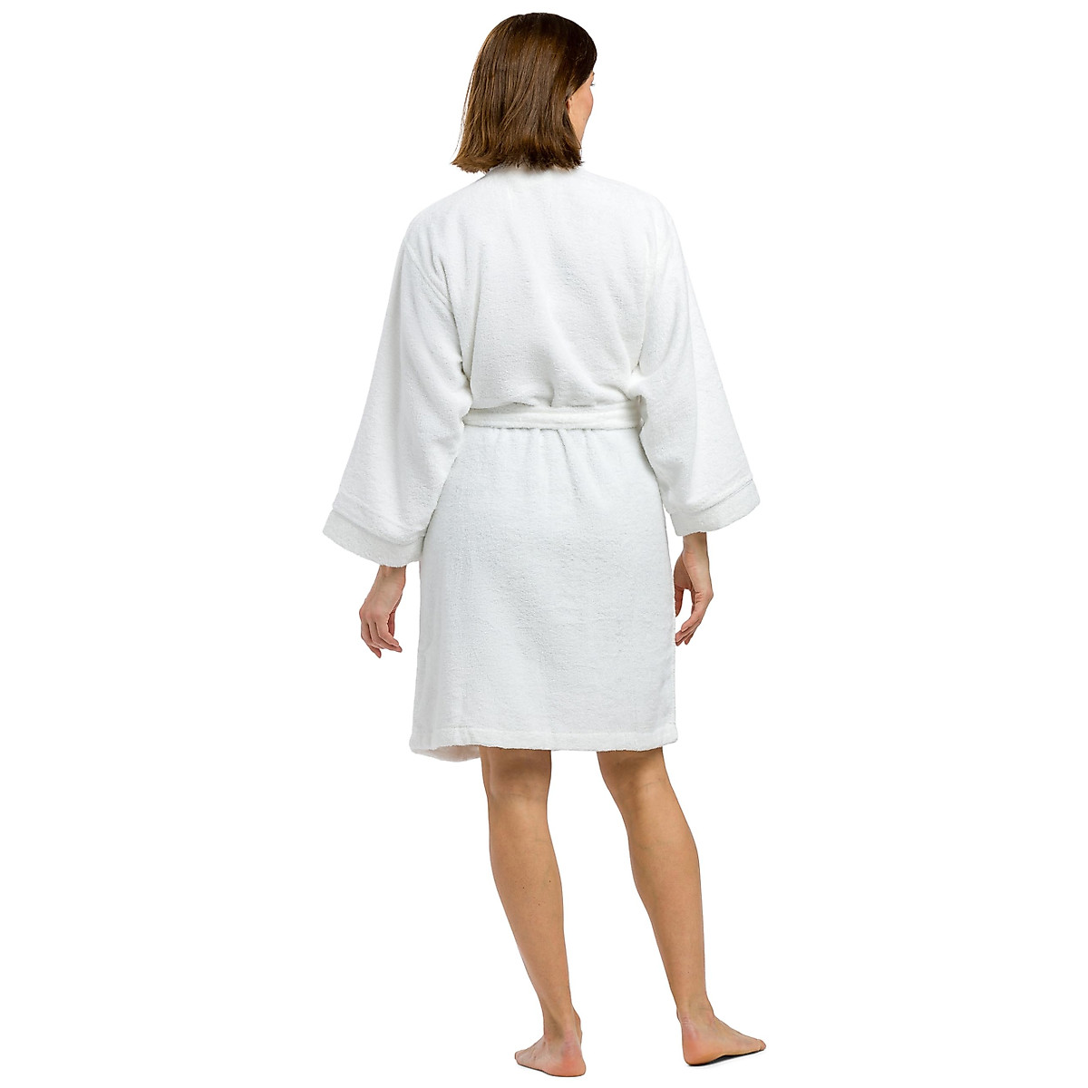 Fishers Finery Women's Short Cotton Terry Bathrobe - NEW & IMPROVED FABRIC (White, M)