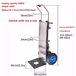 1200W Electric Stair Climber Cart, Professional Hand Truck, with Brushless Motor, Large Capacity Battery, Height and Speed Adjustable, 400Kg Load Capacity, for Carrying Material