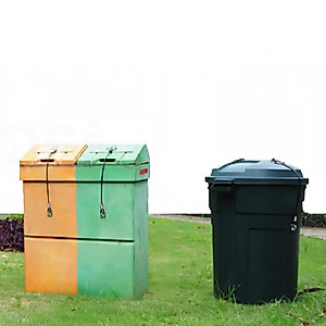 2 Packs Trash Can Lock Heavy Duty Outdoor Garbage Trash Can Lid Lock Rubber Coated Wire Rope to Keep Trash Lid Closed, Prevent Animals from Rummaging