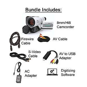 Tech Collector 8mm, Digital8, and Hi8 to Digital Converter Bundle for Digitizing 8mm Tapes, Includes Camcorder and Blank Tape