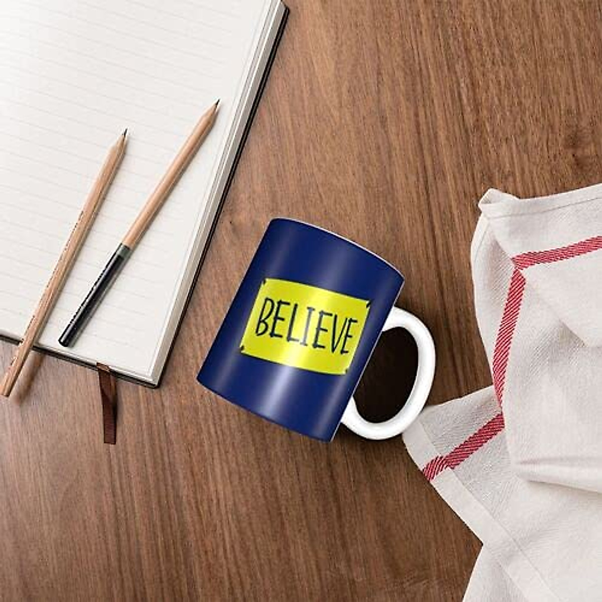 ECKOI Novelty Mugs Believe Sign Ted Lasso Coffee Mug Believe in Yourself Inspirational Gifts for Women Friend Kids Tea Cup for Mommy on Mother's Day/Birthday/Christmas Mug 11oz