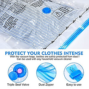 DBDSZYH Vacuum Compression Storage Bags with Hand Pump Reusable Vacuum Sealer Compression Space Saver Bag - 8-Pack (Jumbo)