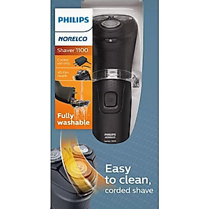 Philips Norelco 1100 Series 1000 Electric Shaver S1015/81 with Self-Sharpening Blades, Comfort Cut System, Corded Operation - (Black)