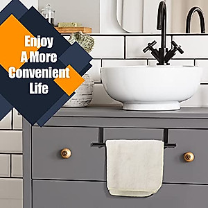 2 Pack Towel Rack for Cabinet Steel Over Door Towel Rack Modern Over Cabinet Towel Hanger Black Towel Bar Holder 9 Inch Storage Organizer for Universal Fit on Kitchen Bathroom Over Cabinet Cupboard