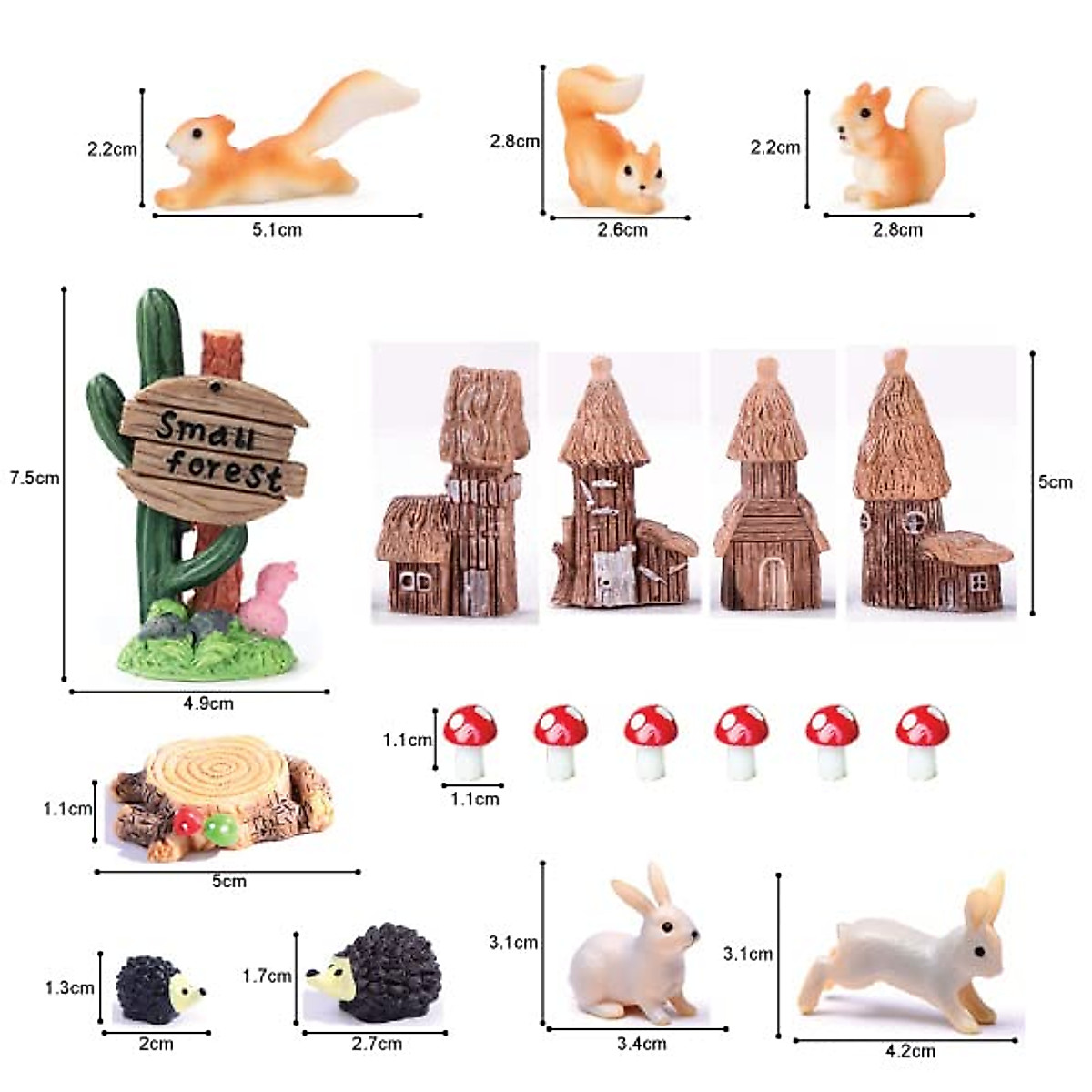 OrgMemory 42pcs Animal Trees, Ho Scale Bushes with Animals Figures, Plastic Trees for Projects 1.5-6 inch(4-16 cm), Model Train Scenery