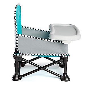 Summer by Bright Starts Pop 'N Sit Portable Booster Chair, Floor Seat, Indoor/Outdoor Use, Compact Fold, Aqua Sugar, 6 Mos - 3 Yrs
