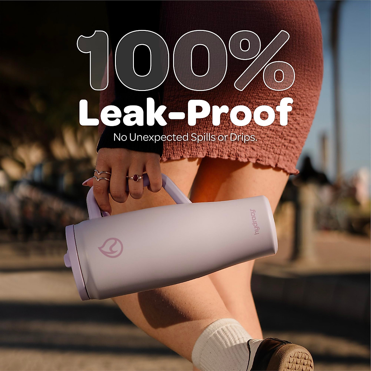 Hydracy Soulmate 40oz Tumbler with Handle and Flip Straw - 100% Leakproof Reusable Insulated Cup with Stainless Steel Straw - Cupholder Friendly Rubber Base Travel Mug - Gifts for Women & Men