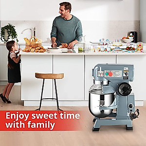 Commercial Food Mixer, Towallmark Commercial Mixer 15QT with 3 Speeds 130/233/415RPM, 600W Heavy Duty Electric Food Mixer Commercial with Stainless Steel Bowl Stand for Bakery Pizzeria Restaurant