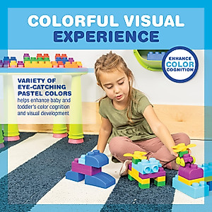 UNiPLAY Plus Soft Building Blocks — Creativity Toy, Educational Play, Cognitive Development, Early Learning Stacking Blocks for Infants and Toddlers, Primary (80-Piece Set)