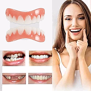 Snap on Teeth You Can Eat with - Adjustable Snap-On Dentures, Cover The Imperfect Teeth, Denture Teeth Temporary Fake Teeth for Snap on Instant & Confidence Smile (Top, Female)