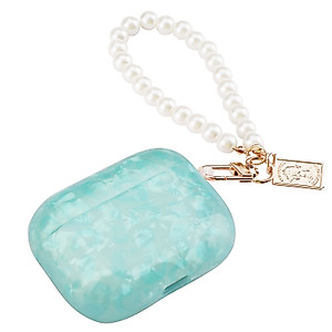 SAMTANY AirPods 3rd Case with Pearl Keychain Sotf TPU Cover Compatible with AirPods 3rd Generation Case for Girls and Womens (Blue)