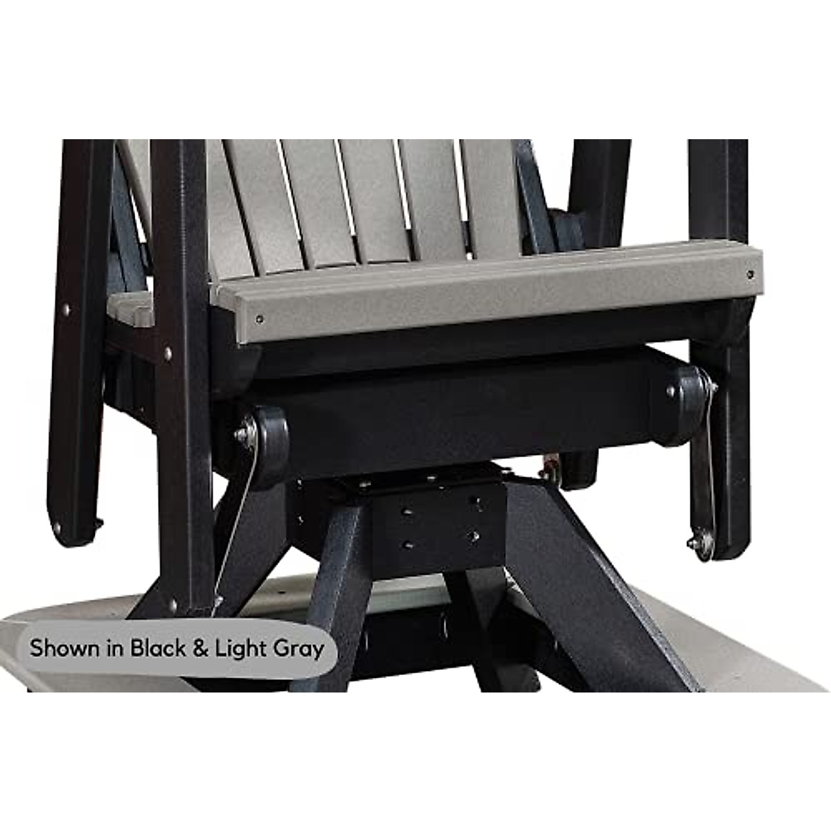 DutchCrafters Slat Fan Back Poly Balcony Adirondack Swivel Glider with Footrest Outdoor Patio Chair (Black & Blue)