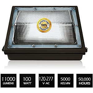 (4 Pack) LED Wall Pack Light, 100W 11000LM 5000K Daylight with Dusk-to-Dawn Sensor Wall Lights, 600-800W HPS/HID Equivalent Commercial and Industrial Outdoor LED Lights for Warehouses, Parking Lots