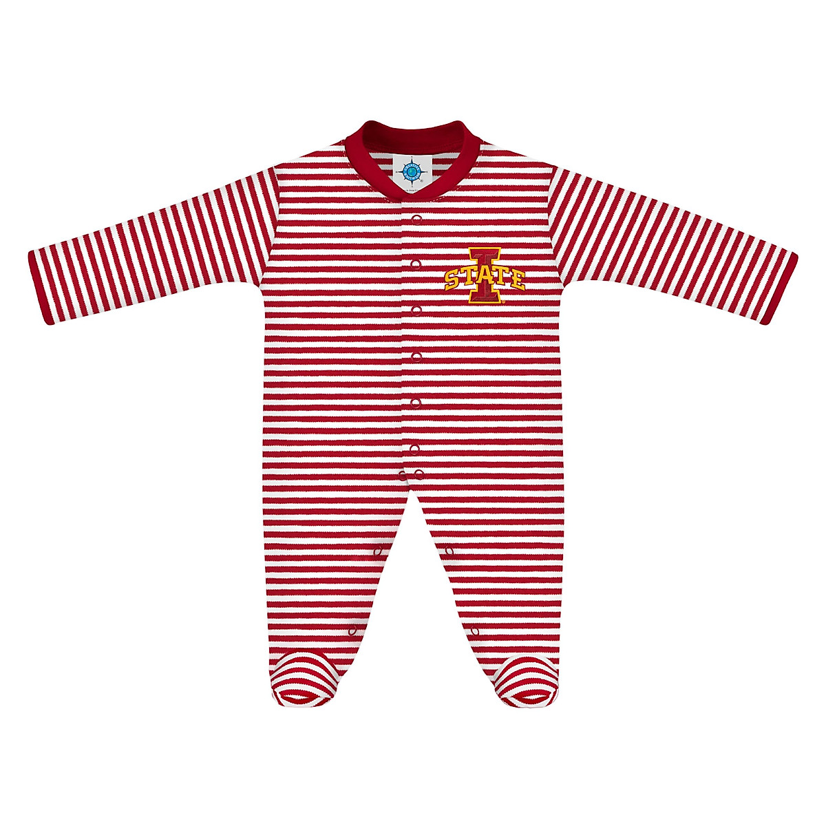 College Baby Striped Footed Romper - Iowa State Cyclones Logo - Crimson/White - 6-9 Months