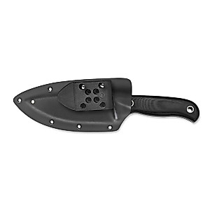 Spyderco Bradley Bowie Fixed Blade Knife - Black G-10 Handle with PlainEdge, Full-Flat Grind, PSF27 Steel Blade - Includes Boltaron Sheath - FB33GP