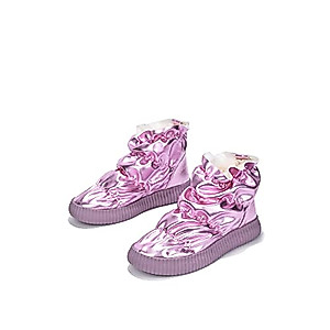 Cape Robbin Brixton Metallic Ruched Fur Snow Boots for Women, Lined Slide On Women's Ankle Outdoor Boots - Pink Size 10