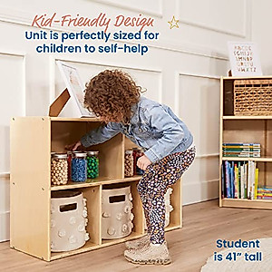 ECR4Kids Streamline 5-Compartment Storage Cabinet, 24in, Classroom Furniture, Natural