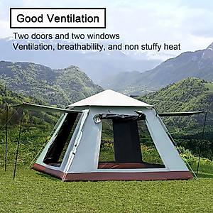2/3/4 Person Pop Up Tent with Carry Bag, Waterproof Windproof Family Camping Tent with 2 Door & 2 Mesh Window,Setup in 60 Seconds,Instant Tent for Hiking & Travel,Upgraded Ventilation (Green,L)