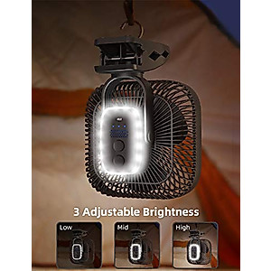 SLENPET 18000mAh Rechargeable Portable Clip on Fan with Body Sensor, Last 44 hrs, 4 Speeds, Battery Operated Desk Fan with Light, 8 inch Personal Fan for Outdoor Golf Cart Stroller Camping