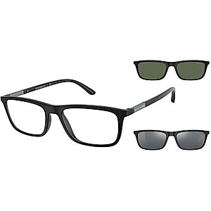 Emporio Armani EA 4160-50421W Sunglasses, Matte Black w/Clear Lens, 55mm