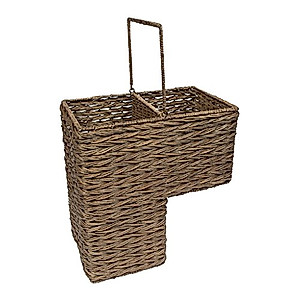 KOUBOO 1060100 Sweater Weave Handwoven Wicker Stair Step Basket, 15" x 9.5" x 16", Coffee Brown