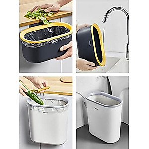 KIZQYN Garbage Can Wall Mounted Trash Can for Kitchen Plastic Hanging Garbage Tin for Bathroom Toilet Simple Lidless Trash Can Kitchen Bin (Color : Black, Size : 7.5L)