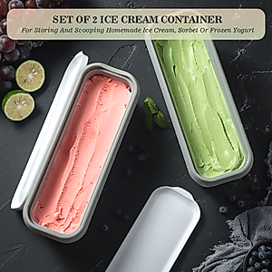 Ice Cream Containers，2Pack Ice Cream Containers for Homemade Ice Cream（1.5 Quart Each），Reusable Plastic Ice Cream Tubs Storage Containers Ice Cream Cups with Lids for Freezer