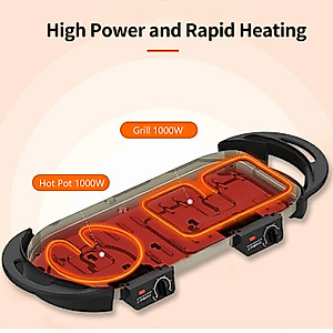 Liven Electric Grill With Hot Pot,Multifunctional Indoor Teppanyaki Grill/Korean BBQ/Shabu Shabu Hot Pot,Separate Temperature Control,3.6L Capacity for 2-10 People,SK-J6868