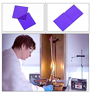 UKCOCO Microscope Slides 2pcs Blue Cobalt Glass Sheet Labs Flame Reaction Glass Plate Sheet Chemistry Experiment Supplies (5X5cm)