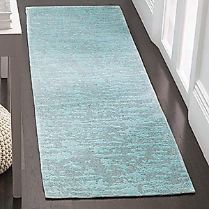 Safavieh Marbella Collection 2'3" x 6' Blue/Turquoise MRB631K Handmade Abstract Chenille Runner Rug