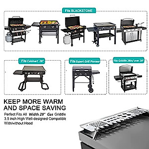 Utheer Griddle Warming Rack for Blackstone 28 Inch with/Without Hood & Lid, Grill Warming Rack for Blackstone Airfryer 1962 and More 28" Flat Top Griddle, Chicken Leg Rack, Pepper Holder Accessories