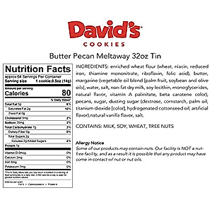 David's Cookies Gourmet Butter Pecan Meltaway with Crunchy Pecans and Powdered Sugar, All-Natural Ingredients, Kosher, Ideal Present for Special Occasions, 32 Fl Oz, Pack of 2