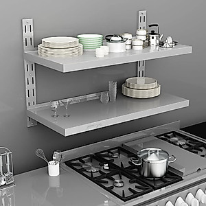 WEMYUFURN 2-Tier Floating Wall Shelf Stainless Steel 39.4"x11.8", Kitchen Wall Cabinet, Floating Bookshelf, CD Wall Shelf, Floating Shelves for Home Décor, and Space-Saving Design