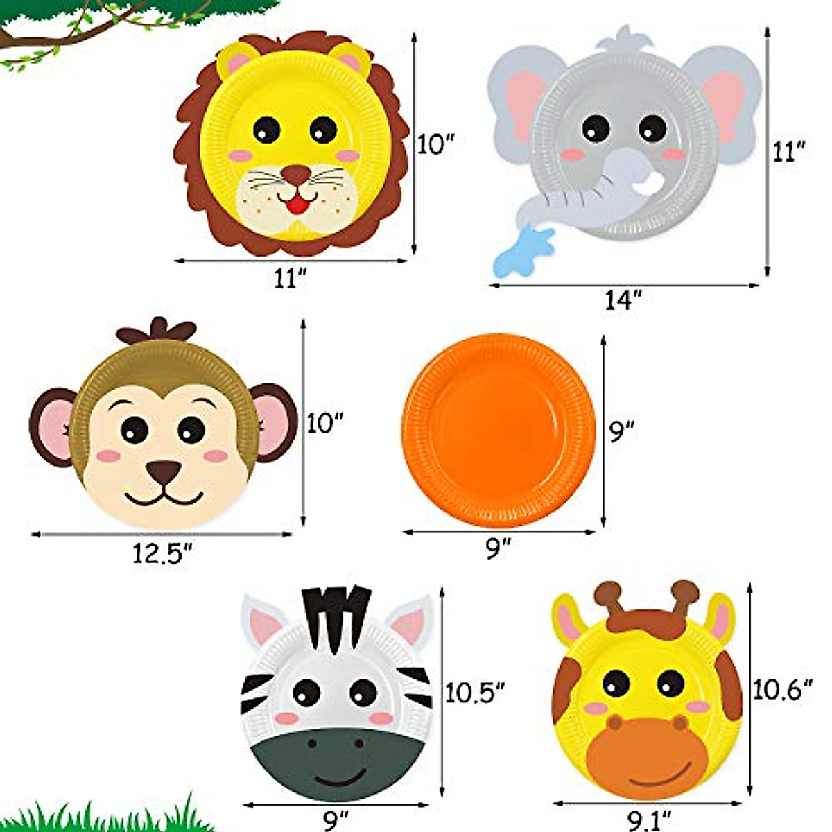 15pcs Paper Plate Art Kit for Kids Toddler Crafts Safari Jungle Animals Art Kits Simple DIY Animals Paper Plate for Boys Girls Craft Parties Groups and Classroom