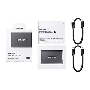 SAMSUNG T7 Portable SSD, 500GB External Solid State Drive, Speeds Up to 1,050MB/s, USB 3.2 Gen 2, Reliable Storage for Gaming, Students, Professionals, MU-PC500T/AM, Gray