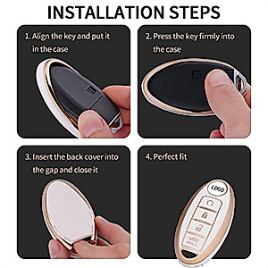 TANGSEN Smart Key Fob Case Black Soft TPU Compatible with Infiniti EX FX X G JX M Q QX Series for Nissan Altima Coupe Armada GTR Maxima Murano Cross CABRIOLET Rogue SENTRA Versa 4 Button