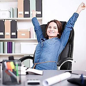 Ergonomic Office Chair Desk Chair PU Leather Computer Chair Executive Adjustable High Back PU Leather Task Rolling Swivel Chair with Lumbar Support (Black)