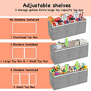 Extra Large Toy Box, Toy Storage Organizer with Lid, Oxford Fabric Collapsible Sturdy Toy Chest Bins Baskets for Livingroom,Playroom, Nursery, Bedroom, Closet (Light Grey)