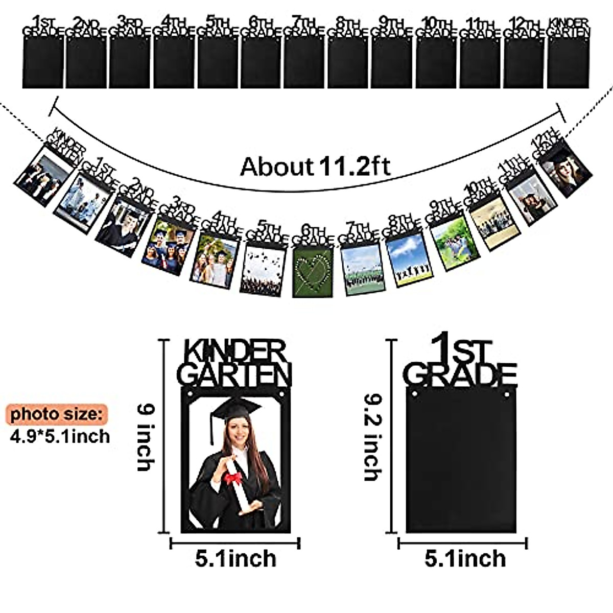 Graduation Photo Banner for Party Decoration, Including Kindergarten to 12th Grade Picture Banner Middle High School College Graduation Party Supplies