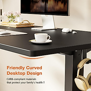Sweetcrispy Electric Adjustable Height Standing Desk - 40 x 24 inch Sit to Stand Up Desk with Splice Board, Rising Home Office Computer Table with 2 Hook and Wire Hole for Work