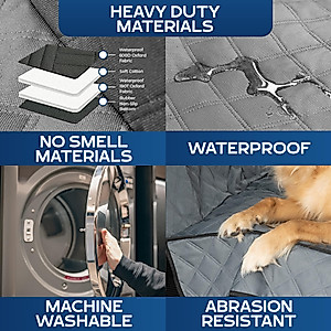 Dog Hammock For Truck with Fold Up Seats - Heavy Duty Crew Cab Size Floor Cover with Door Protection - Waterproof Truck Dog Seat Cover Back Seat with Door Protection - Machine Washable with Travel Bag