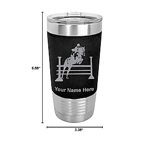 LaserGram 20oz Vacuum Insulated Tumbler Mug, Horse Hurdles, Personalized Engraving Included (Faux Leather, Black)