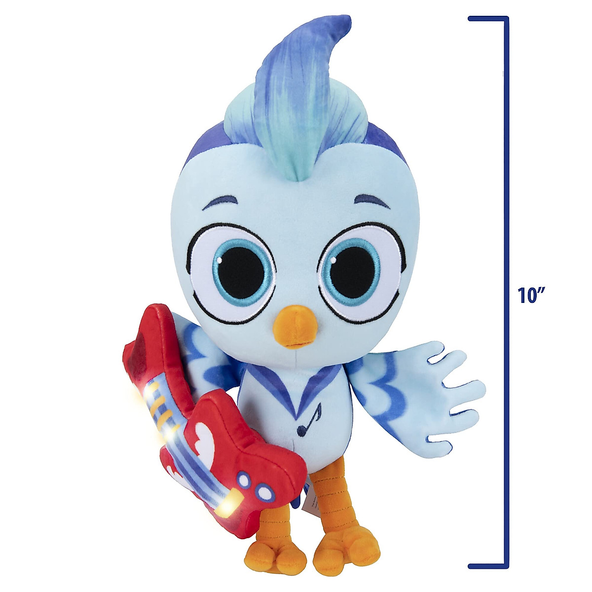 Do, Re & Mi Deluxe Feature Plush - 10-Inch ‘Mi’ The Blue Jay Plush with Lights and Sounds, with Attached Guitar - Amazon Exclusive