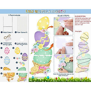 Easter Yard Signs with LED Lights 2 PCS Chick and Eggs Stake Signs Plastic Easter Egg Yard Decoration Large Easter Outdoor Sign Yard Lawn Bunny Decor for Easter Home Yard Lawn Party Outdoor Decoration