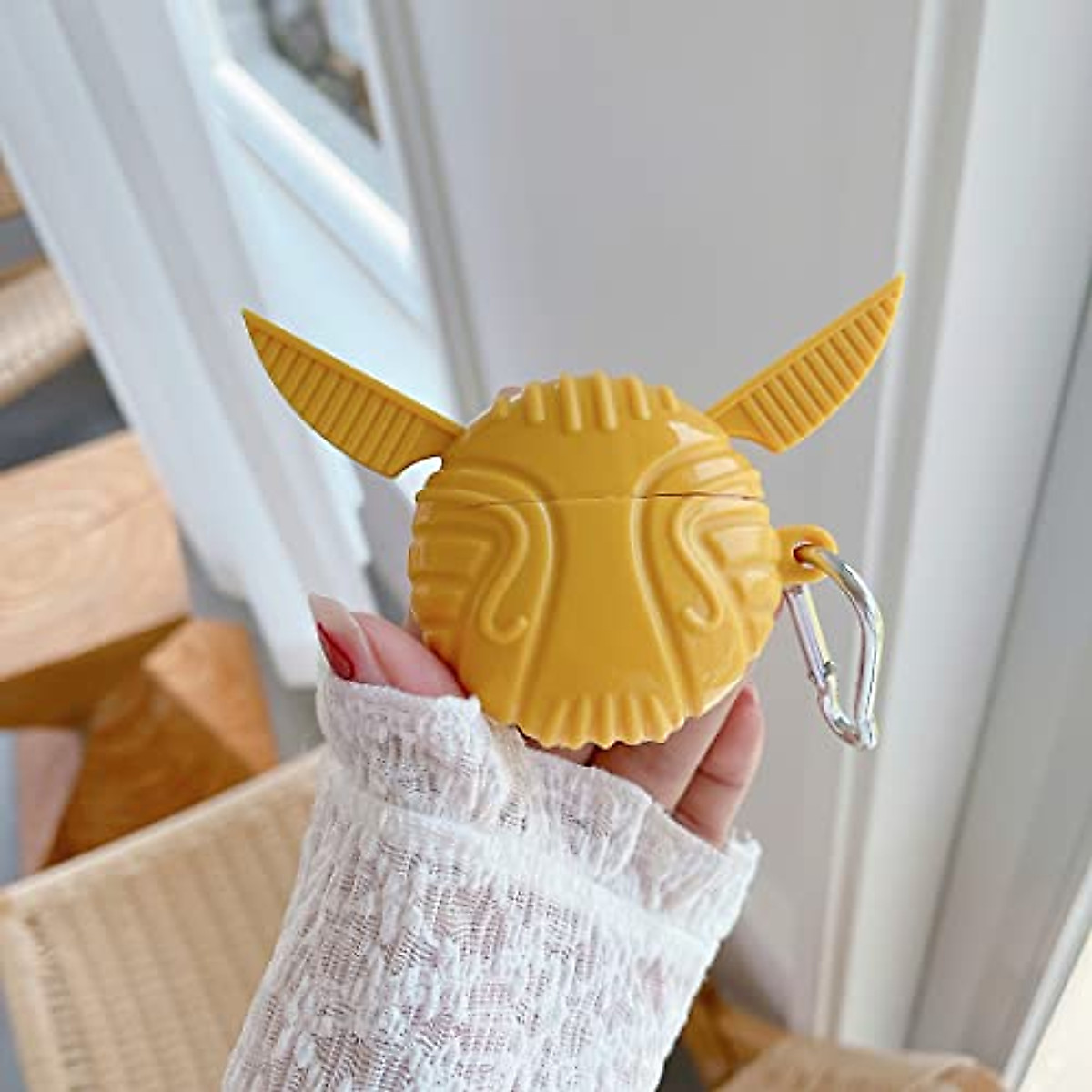 Airpods 3rd Generation Case,3D Silicone Fashion Cool Air pods Cover,Stylish Unique Golden Flying Ball Funny Fun Design Designer for Men Youth Teen Boys Kids(Yellow)