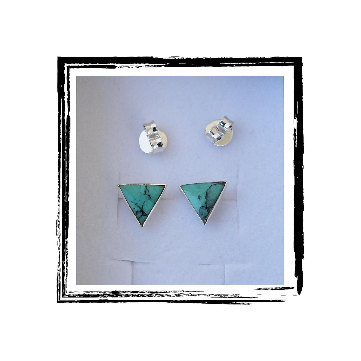 Handmade Turquoise Gemstone Square 5mm Stud Earrings, 925 Sterling Silver Studs for Women, Cartilage Earring, Tarnish & Water Resistant, By Miya Jewelry Creations