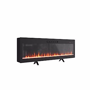Bridgevine Home 60 inch Recessed and Wall Mounted Electric Fireplace - Modern Touch Screen Fireplace Insert with Adjustable Flame Color and Speed. Includes a Remote Control with Timer.