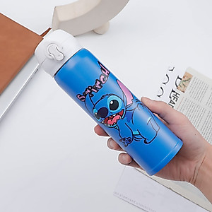 G-Ahora Stitch Water Bottle,Kawaii Cartoon Water Bottle Cup,Reusable Water Bottle for Girl 500ml (B)